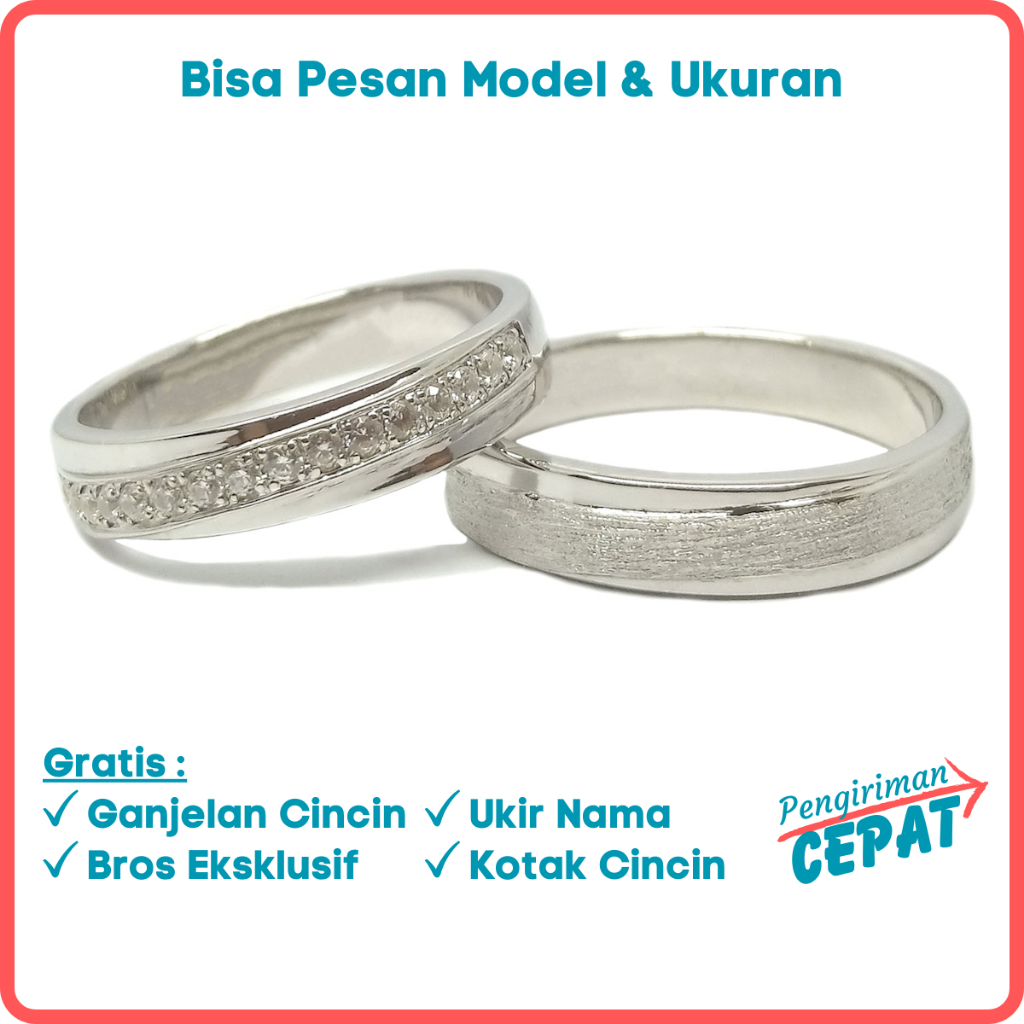 Jual Cincin Couple Sterling Silver Perak 925 Tunangan Nikah Lamaran ...