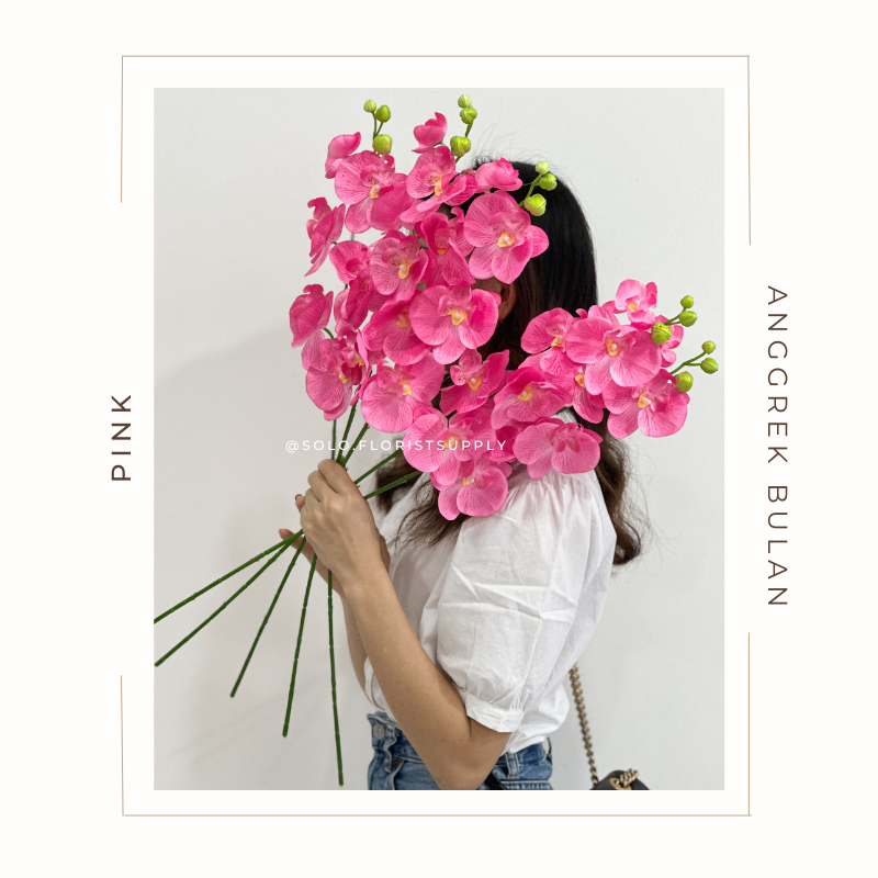 Jual 6heads ANGGREK BULAN ARTIFICIAL FLOWER SILK ORCHID FLOWER Bunga ...