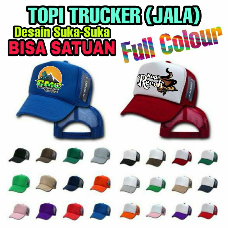 Jual sablon topi custom desain bebas full colour logo nama komunitas ...