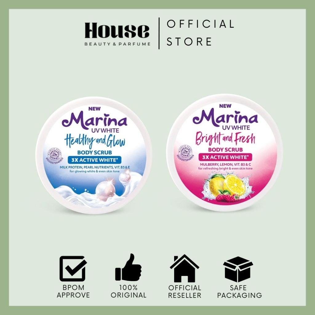 Jual Marina UV White Healthy & Glow Body Scrub - Marina UV White Bright ...