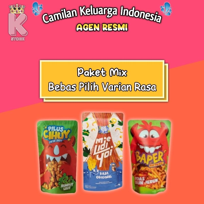 Jual Paket Mix 5 Pcs (Pilus Cihuy, Basreng Super, dan Mie Lidi Yoi ...