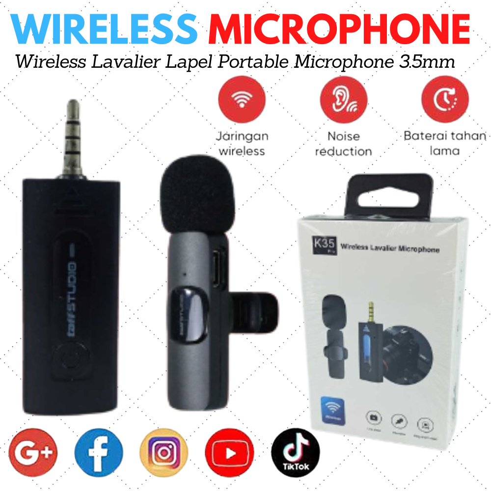 Jual Clip On Mic Wireless Microphone Noice Reduction Vlogging Singing 3 ...