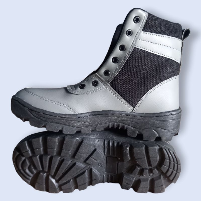 Jual Sepatu Hansip Linmas PDL Safety Terbaru Abu Abu Hitam Kulit Jeruk ...