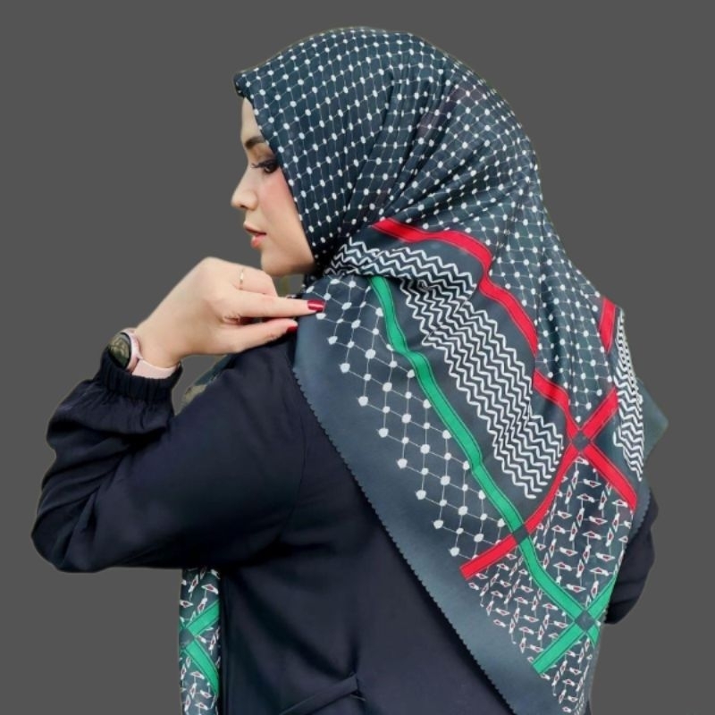 Jual Hijab Kerudung Segi Empat Voal Motif Palestina Jilbab motif ...