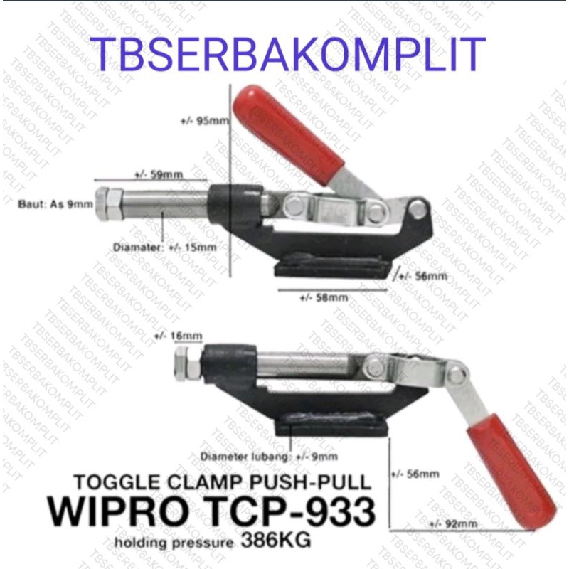 Jual Toggle Clamp Push Pull 386kg Wipro TCP-933 45 Derajat CS-304E ...