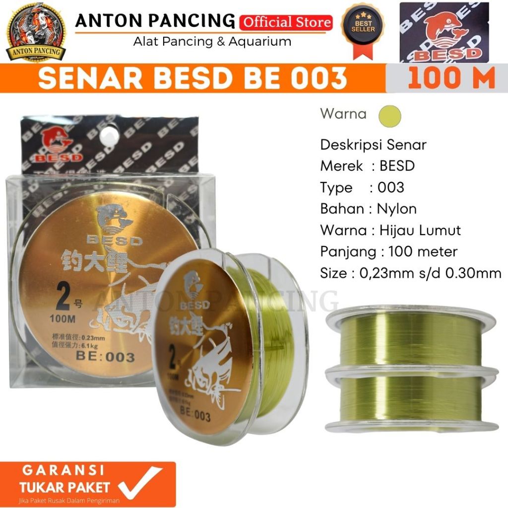 Jual Senar Pancing Besd BE 003 Hijau Lumut 100M Anti Kusut Berkualitas ...