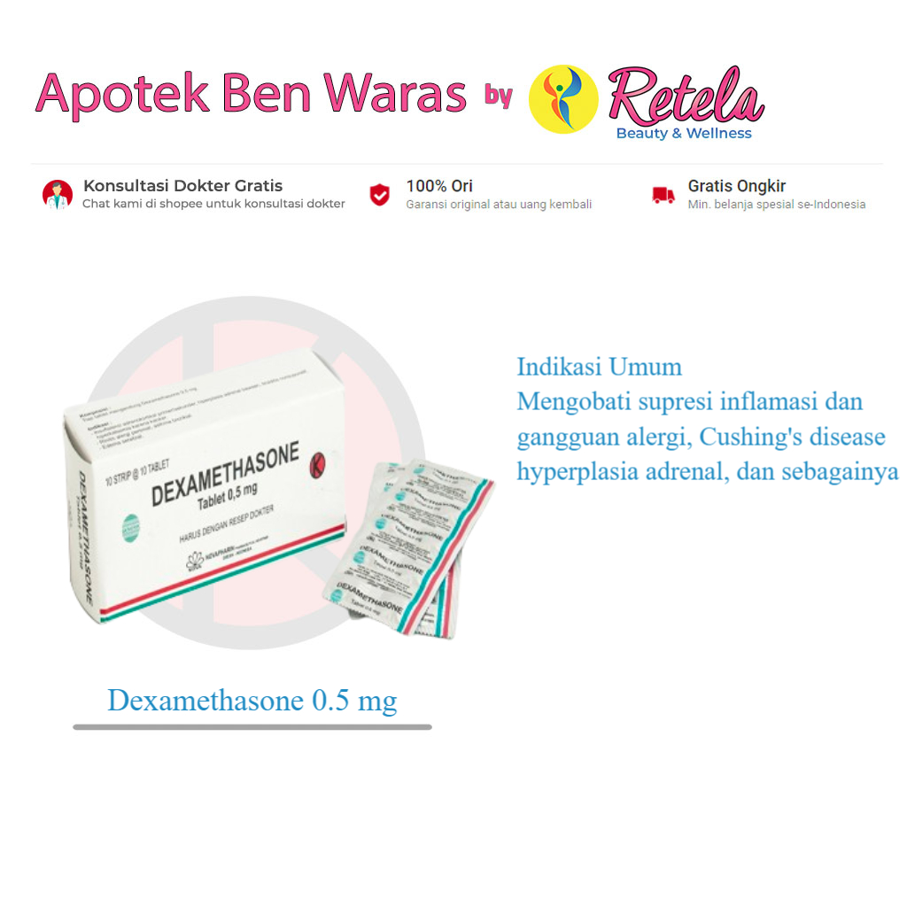 Jual Dexamethasone 0.5 mg Box 100 Tablet | Shopee Indonesia