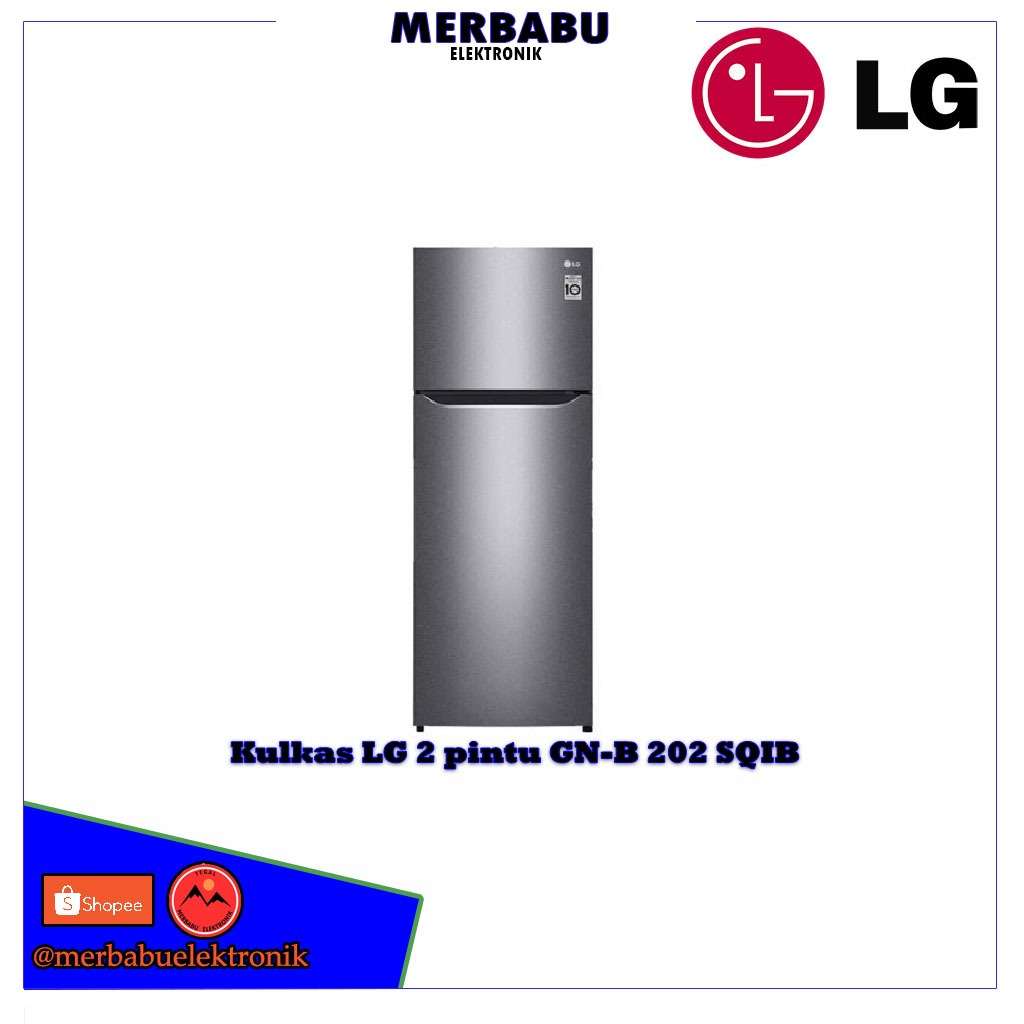 Jual lemari es LG GN-B202 SQIB 2 Pintu 187L Smart Inverter | Shopee ...