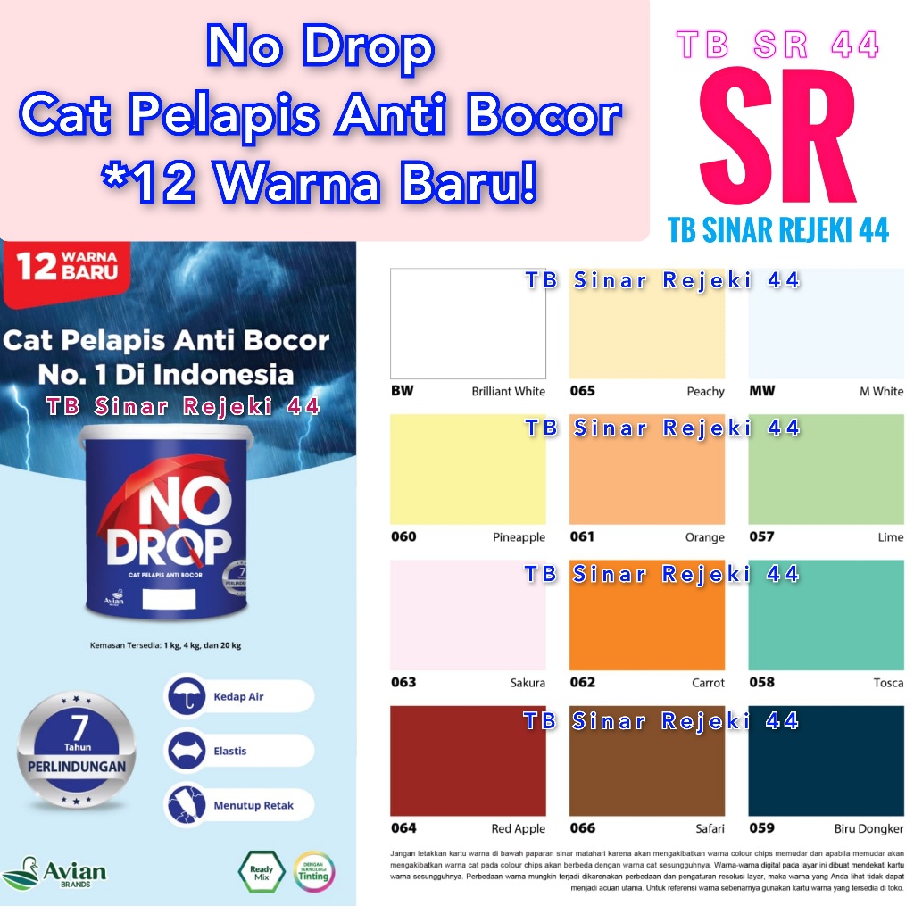 Jual [TB Sinar Rejeki 44] NO DROP 4 KG Warna Komplit Cat Pelapis Anti ...