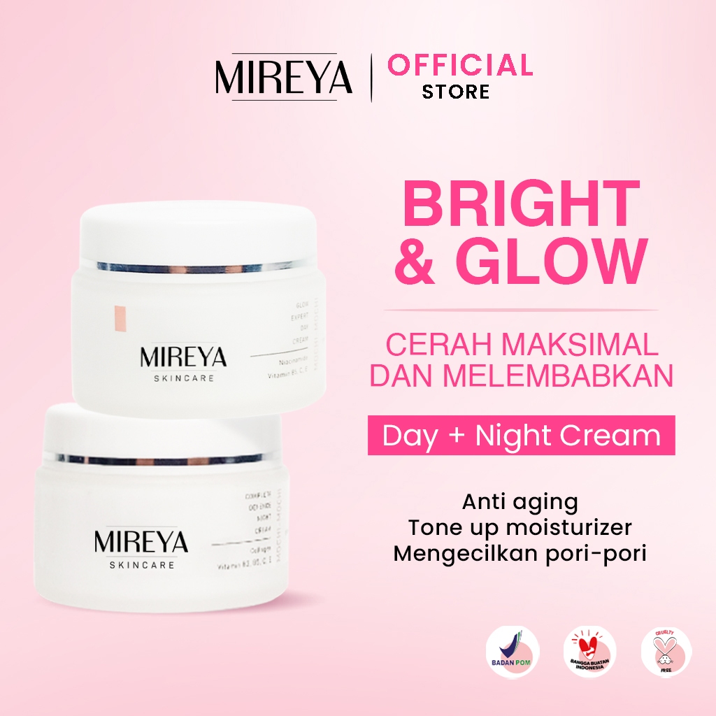 Jual Mireya Mochi Bright & Glow 1 - DAY CREAM + NIGHT CREAM - Paket Skincare Cream Siang & Malam ...