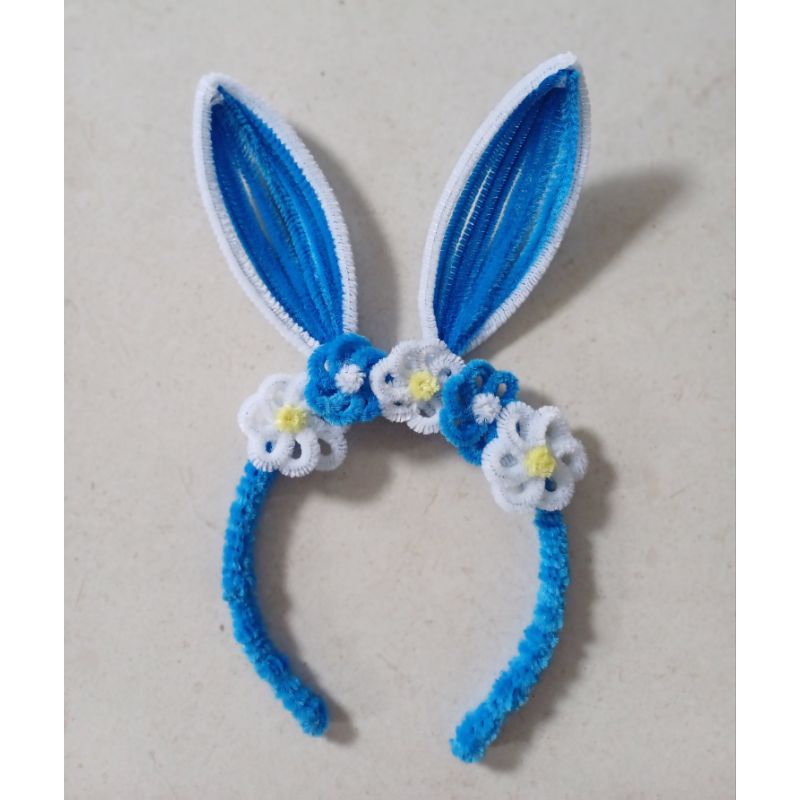 Jual bando rambut hand made motif bunny blue dari kawat bulu pipe ...