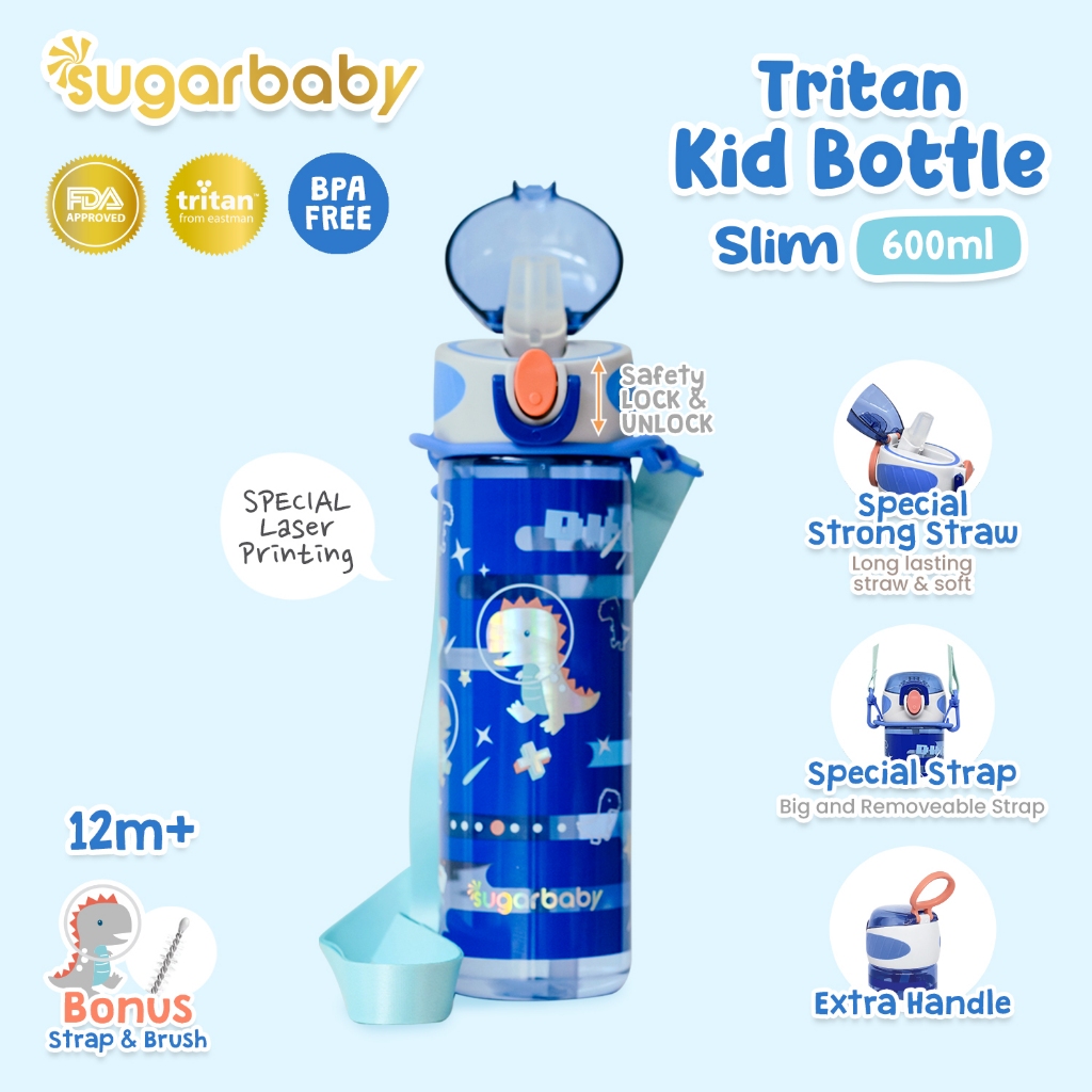 Jual Sugarbaby Tritan Kid Bottle Slim 600 ml botol minum anak BPA free Aman/Sedotan awet/Premium ...