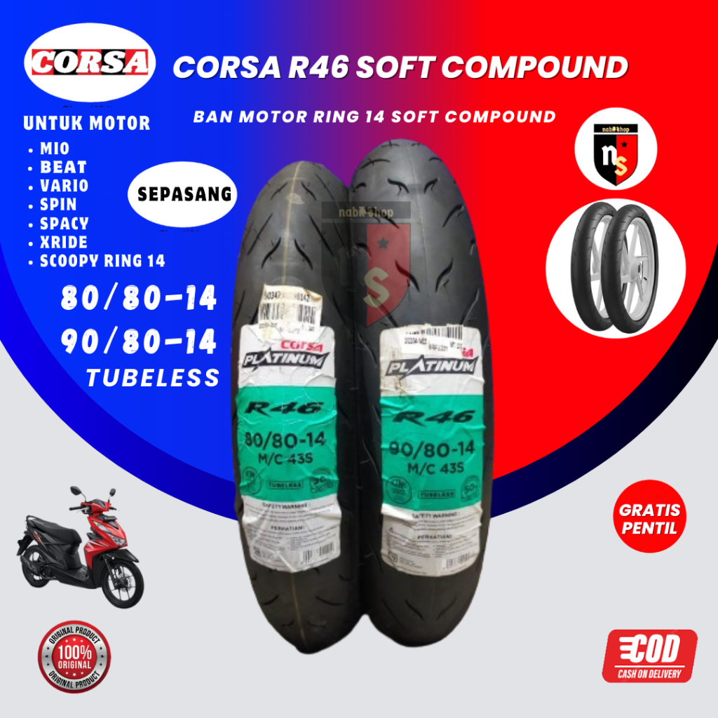 Jual Paket Ban Corsa Platinum R46 80/80 dan 90/80 Ring14 Soft Compound ...
