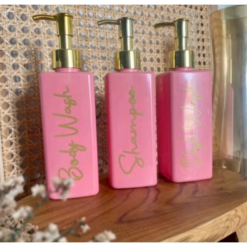 Jual BOTOL REFILL PUMP 250ML PINK KOTAK PUMP LUXURY GOLD | Shopee Indonesia