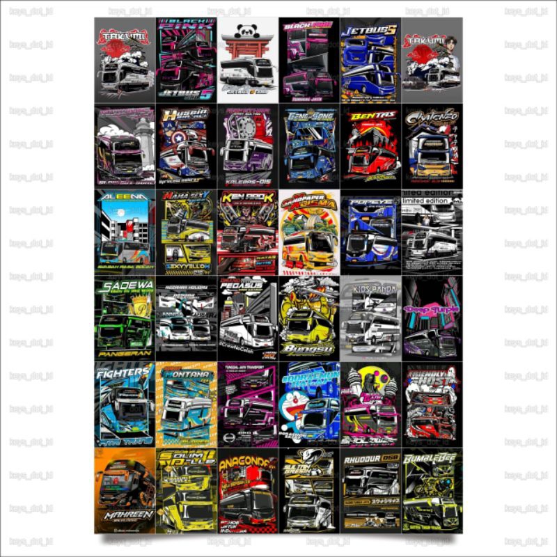 Jual [Isi 36 Pcs] Sticker Stiker Bus Mania, Stiker Bus Basuri, Stiker ...