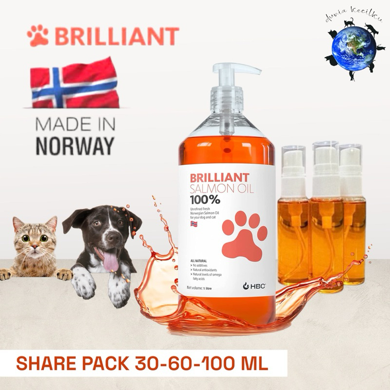 Jual Brilliant 100% Salmon Oil Norwegian Fot Cats & Dogs Minyak Ikan ...