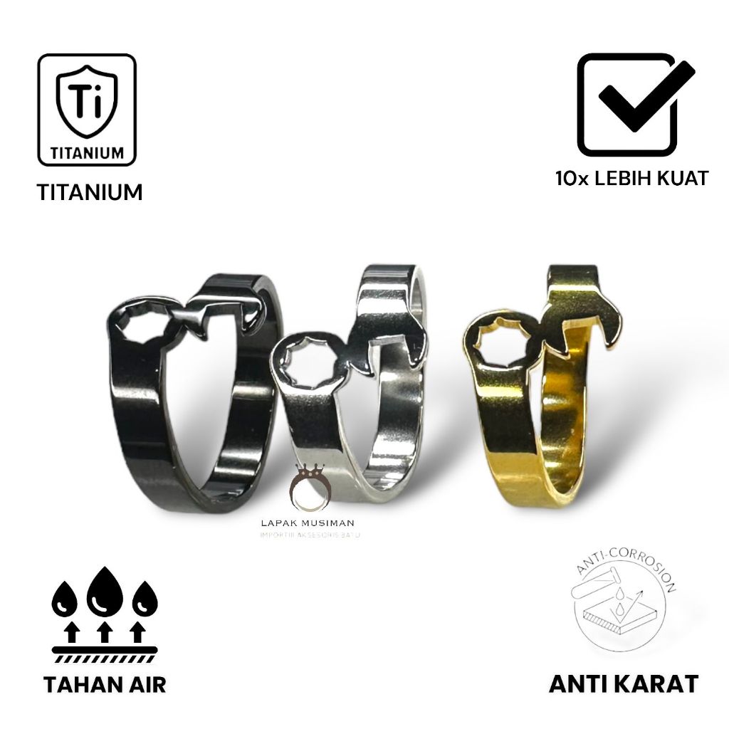Jual Cincin Titanium Pria Anti Karat Warna Silver Gold Black Eklusif ...