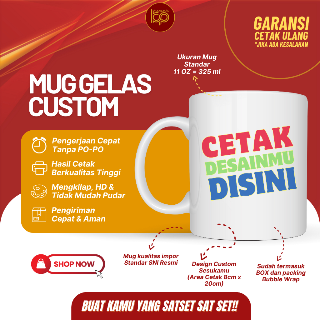 Jual Mug Custom Gambar Nama Logo Brand Foto Instan Tanpa Po Gelas Kado ...