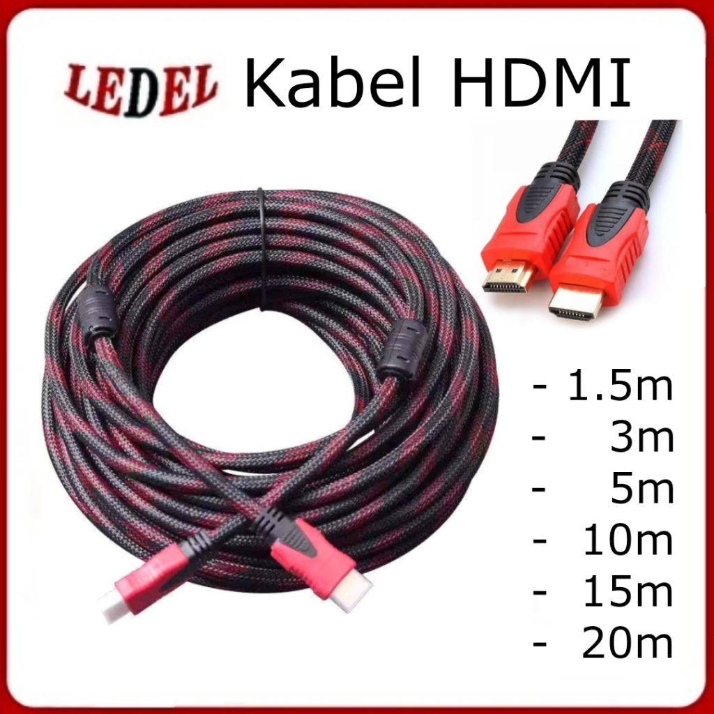 Jual Kabel Hdmi to Hdmi 1.5m / 3m/ 5m / 10m V1.4 Laptop Ke Tv Ke Dvr ...