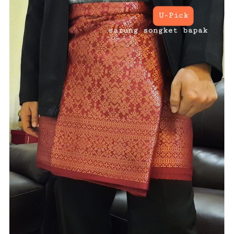 Jual Kain Songket Pria, Sarung Songket Melayu Modern,Rok Songket Bapak ...