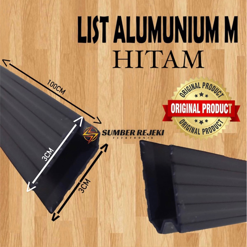 Jual List Aluminium M/U Hitam 1Meter Kualitas Bagus | Shopee Indonesia