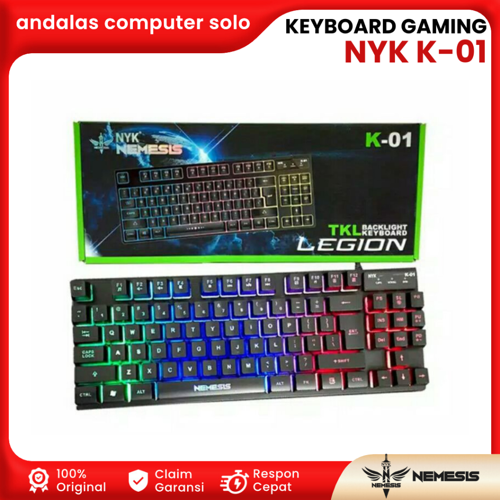 Jual Keyboard Gaming Game NYK TKL Backlight K-01 RGB Aksesories ...