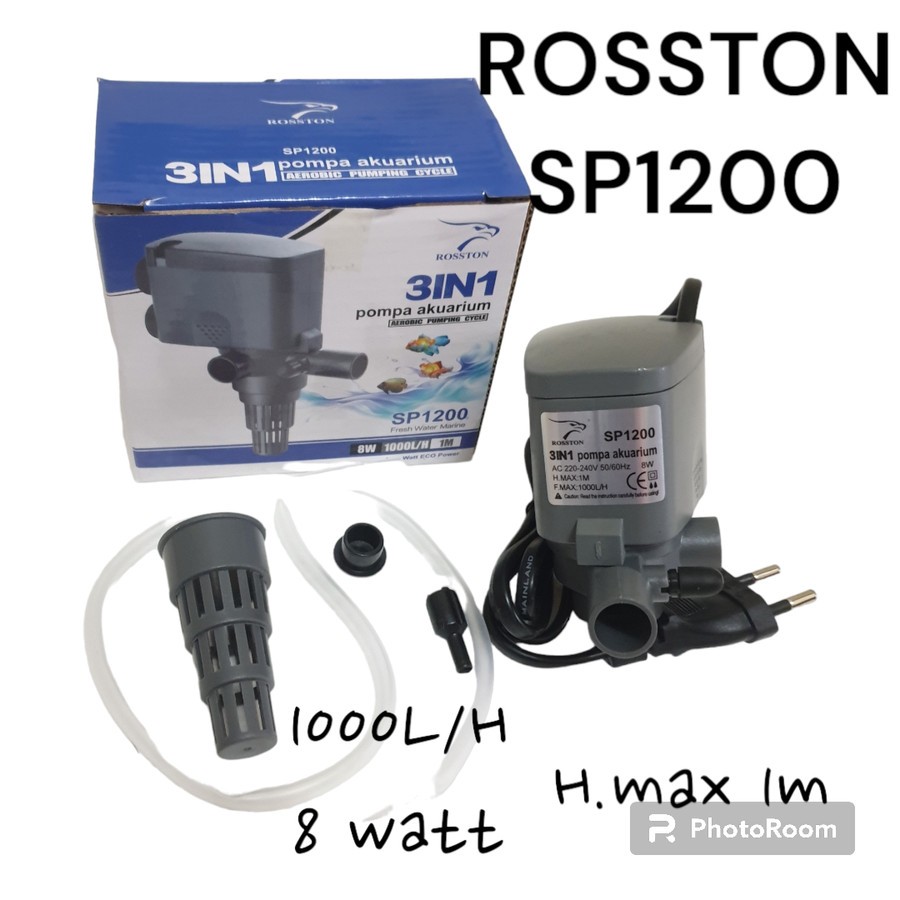 Jual Mesin pompa aquarium, ROSSTON SP1200. 8 watt 1000L/H Hmax 1m ...
