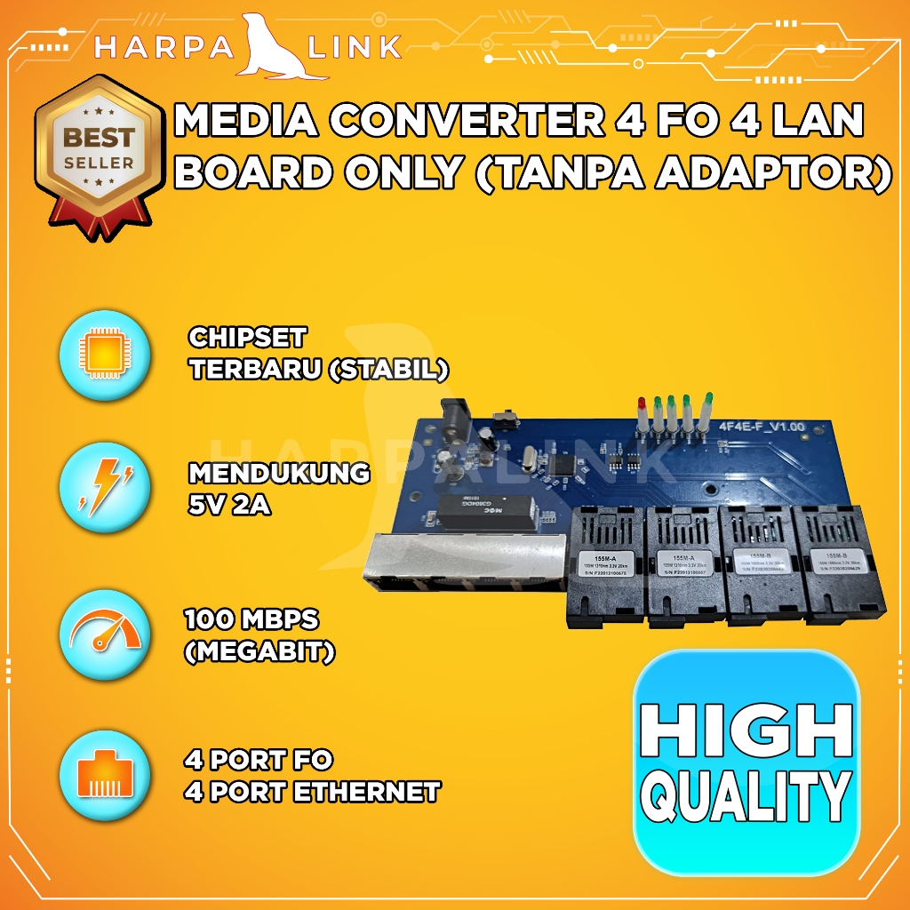 Jual Media Converter 4 FO 4 LAN 4 SC 4 RJ45 10/100 Mbps PCB Board Only ...