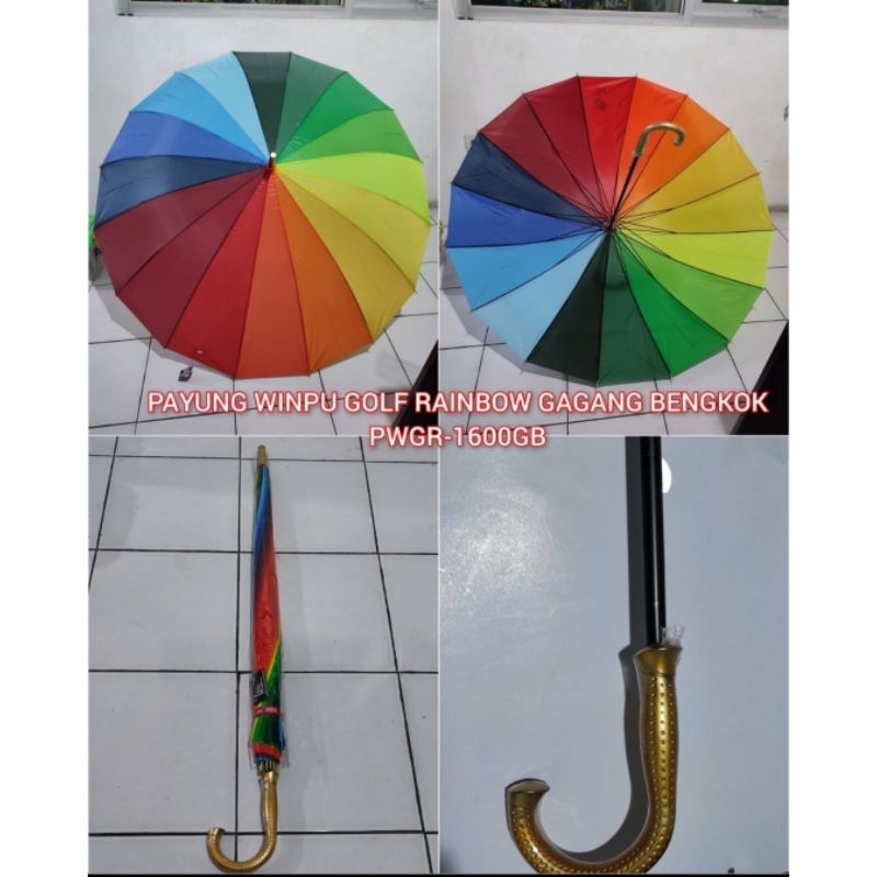 Jual Payung pelangi jumbo gagang bengkok dan lurus kuat kokoh | Shopee ...