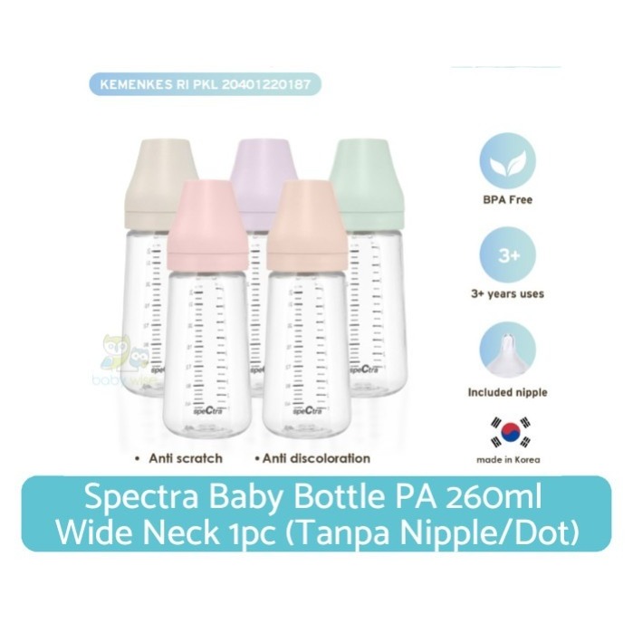 Jual Spectra Baby Bottle PA 260ml Wide Neck 1pc (Tanpa Nipple/Dot) | Shopee Indonesia