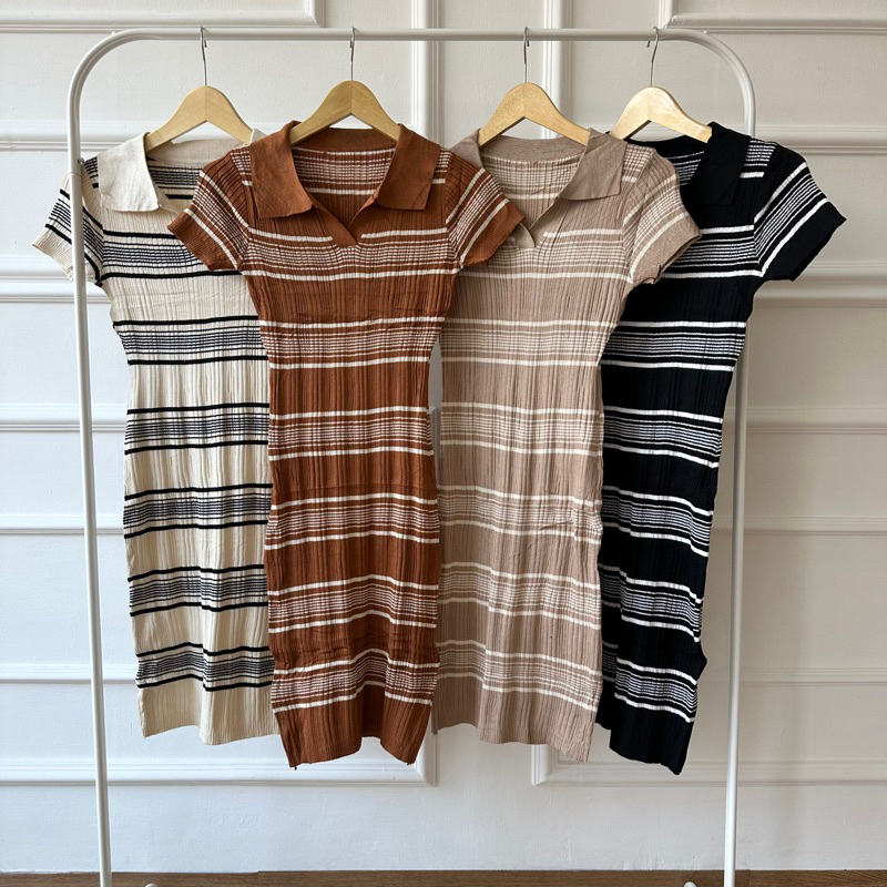 Jual Dres Wanita / Dress Rajut Wanita Iisaii - Mini Dress Perempuan Terbaru Motif Salur | Shopee ...