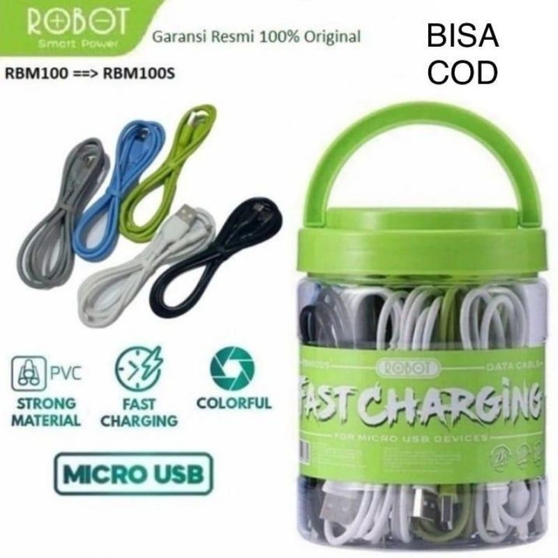 Jual Kabel Cas 2A Robot 1 Meter RMB100 Fast Charging Micro USB Original ...