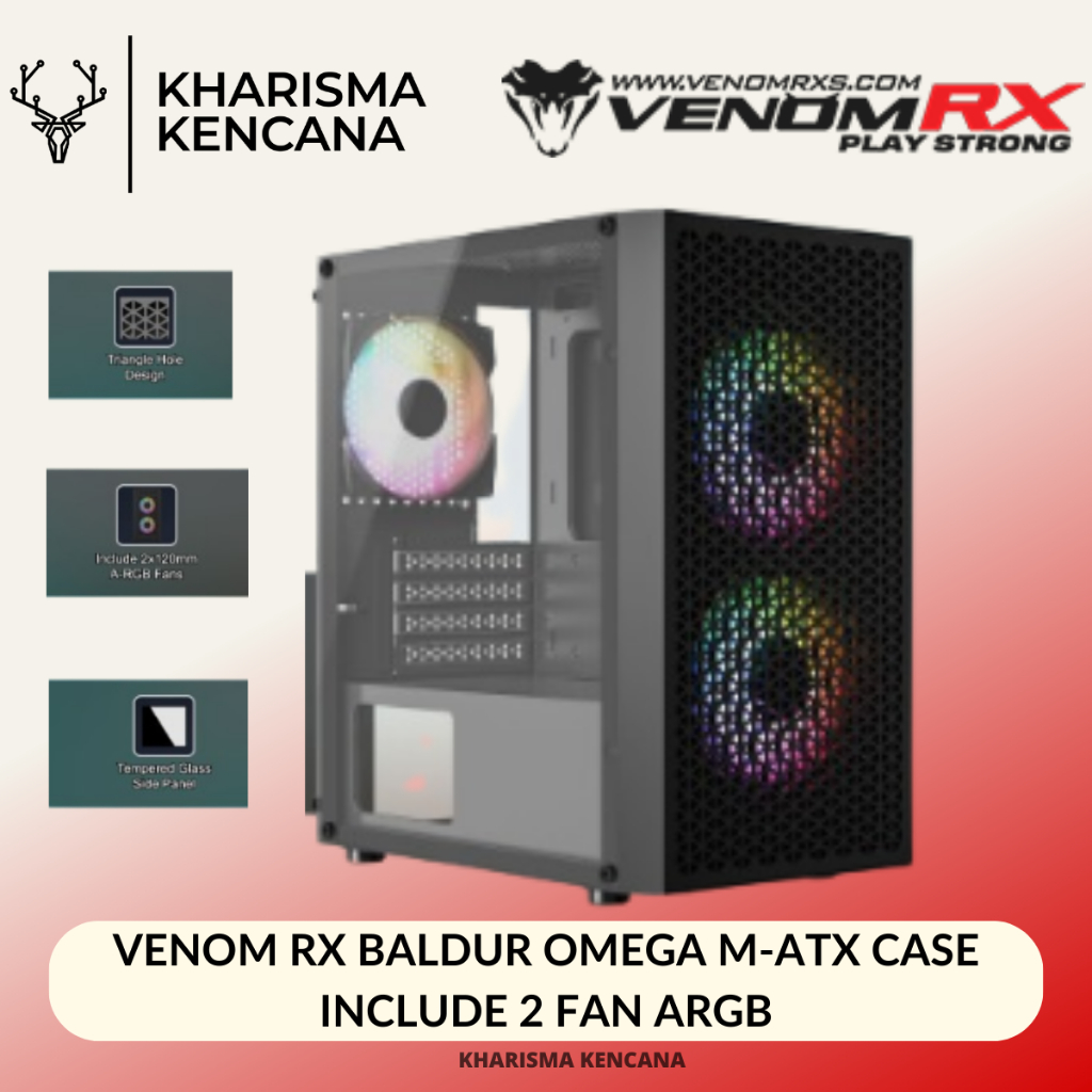 Jual VENOM RX BALDUR OMEGA BLACK M-ATX CASE INCLUDE 2 FAN ARGB | Shopee ...