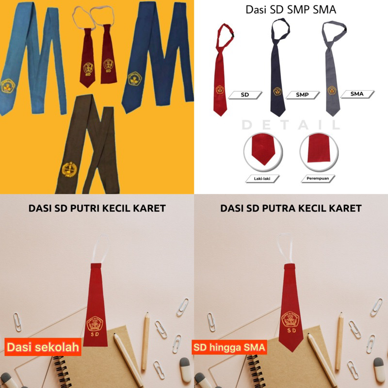 Jual Dasi Panjang Seragam Sekolah SD SMP SMA MA MTS PRAMUKA HITAM POLOS ...