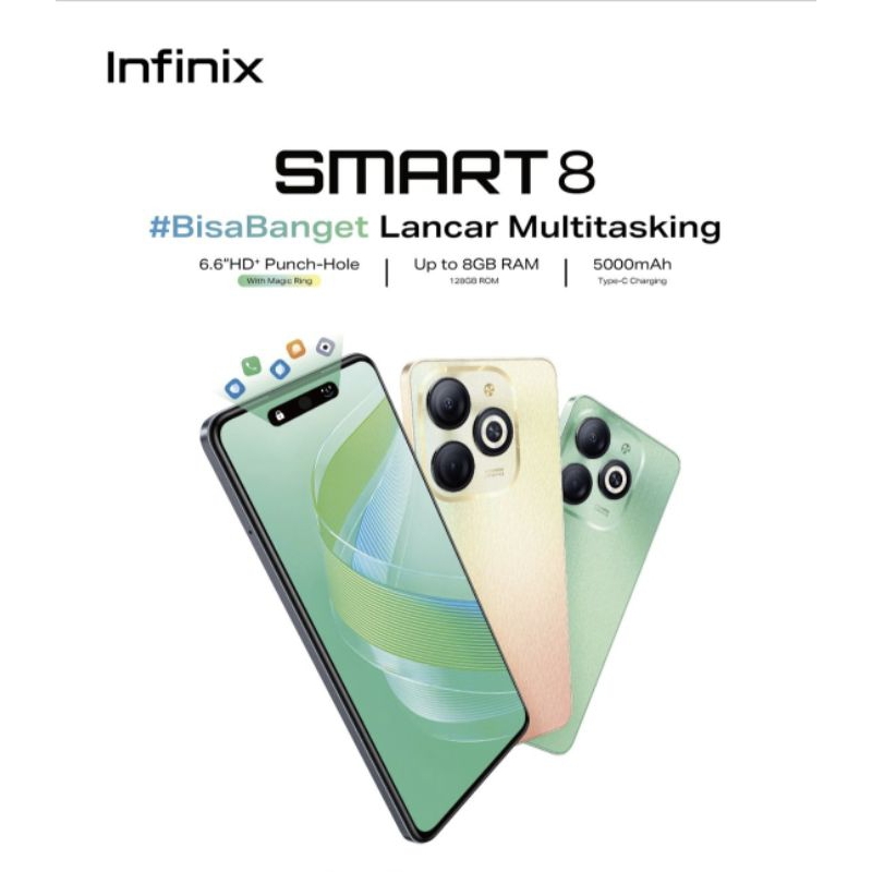Jual INFINIX SMART 8 Ram 4+4 = 8/128 GB GARANSI RESMI | Shopee Indonesia