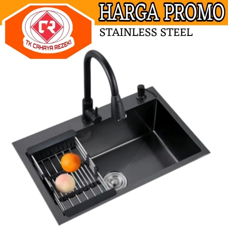 Jual KITCHEN SINK 7545 BLACK STAINLESS STEEL/WASTAFEL CUCI PIRING ...
