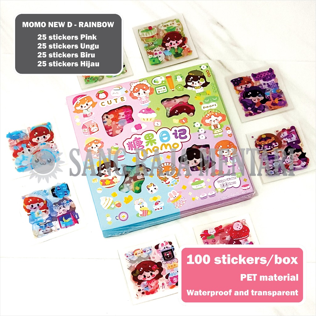 Jual Sticker Momo Waterproof Dapat Box isi 100 Lembar Stiker | Shopee ...