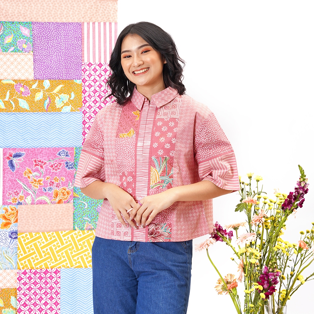 Jual NONA RARA-Milly Pink PART of Bloom PART0122, Blus kasual batik ...