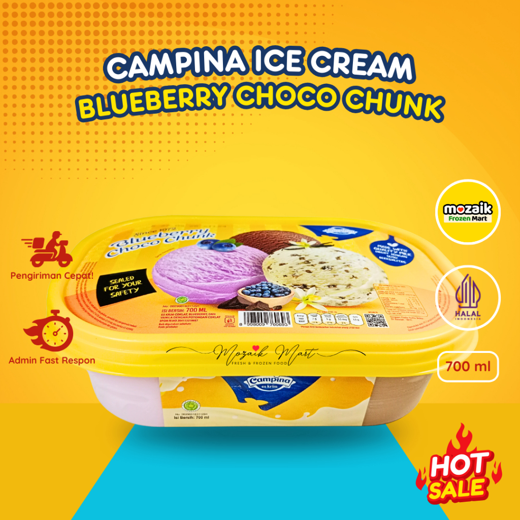 Jual Campina Es Krim Blueberry Choco Chunk 700 ml - Ice Cream / Mozaik ...
