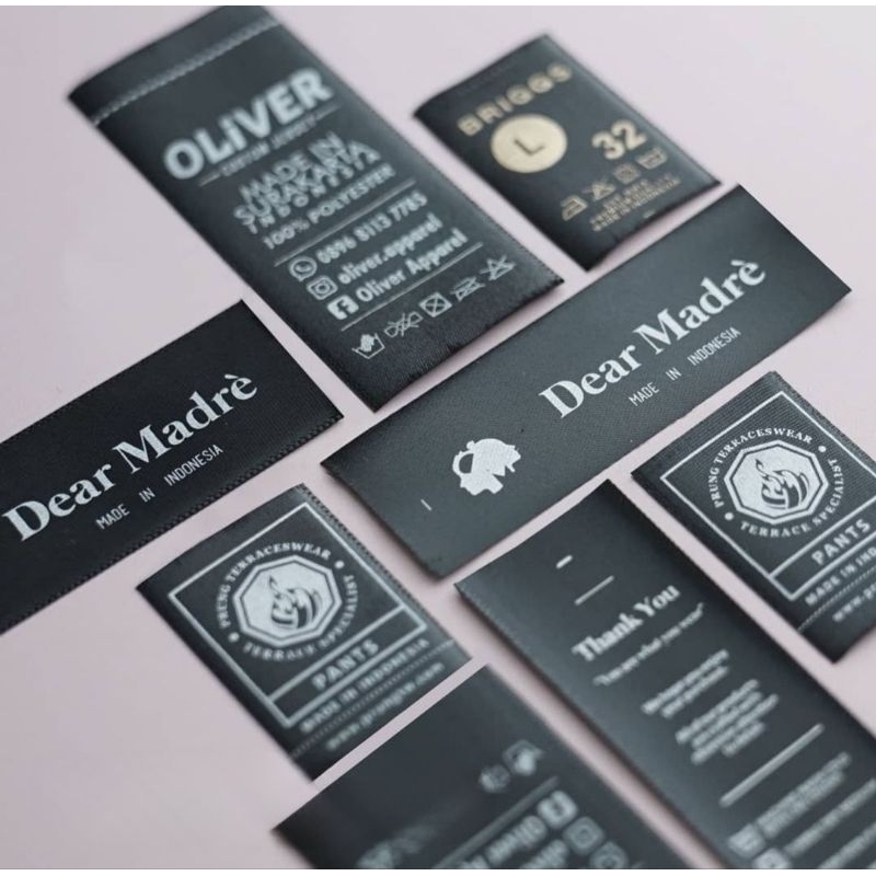 Jual costum label baju satin hitam lebar 3,8cm harga perlusin cetak ...