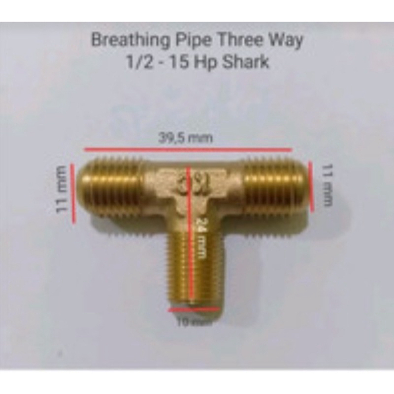 Jual NEPEL CABANG 3 BREATHING PIPE 3 way 1/2-15hp SHARK kompresor angin ...