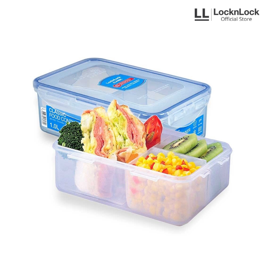 Jual LocknLock Classic Kotak Makan Rectangular Short 1L With Divider - HPL817C | Shopee Indonesia