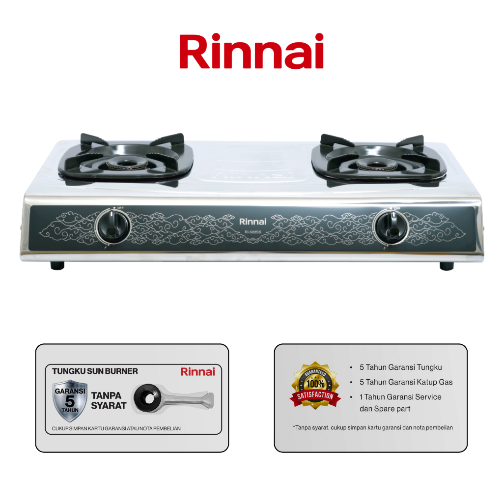 Jual Kompor Gas 2 Tungku Rinnai RI-202S Sun Burner Api Biru Hemat Gas ...