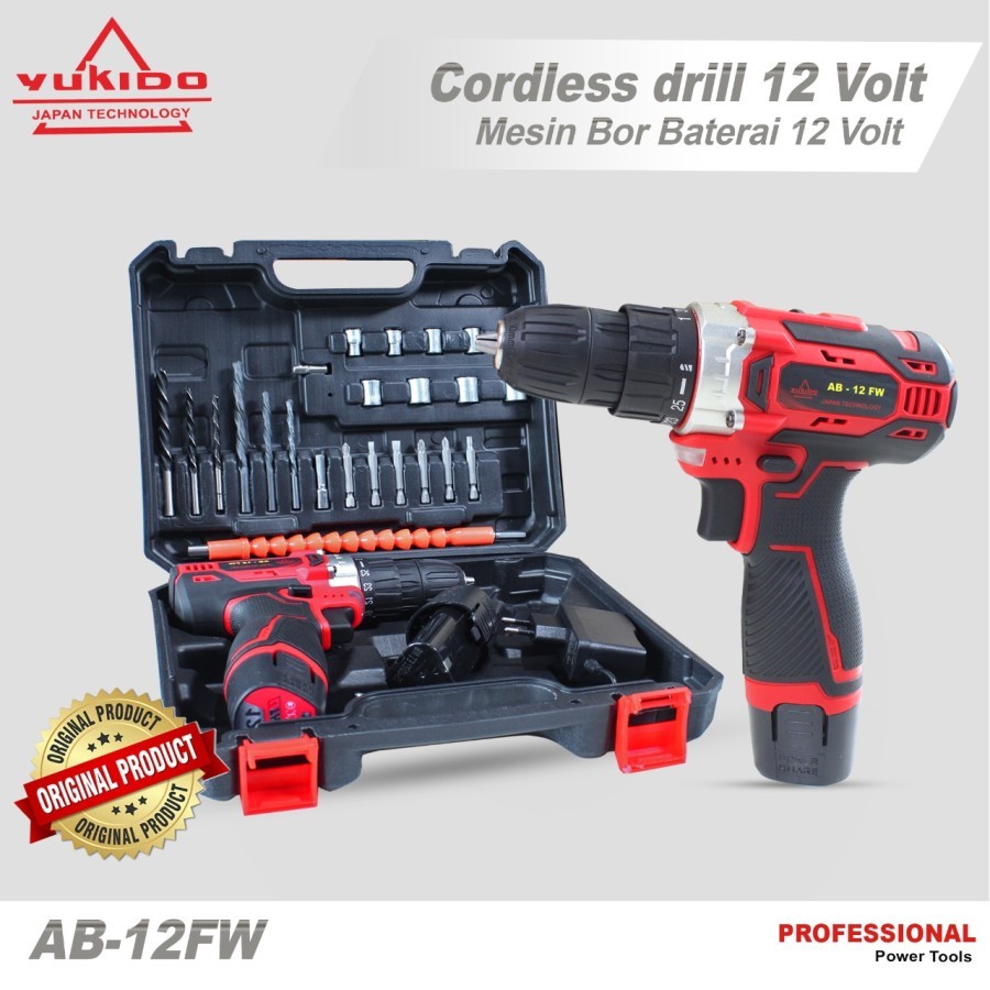 Jual NEW PRODUK YUKIDO 12V-SET Bor Obeng Bor Baterai 12 Volt Cordless ...