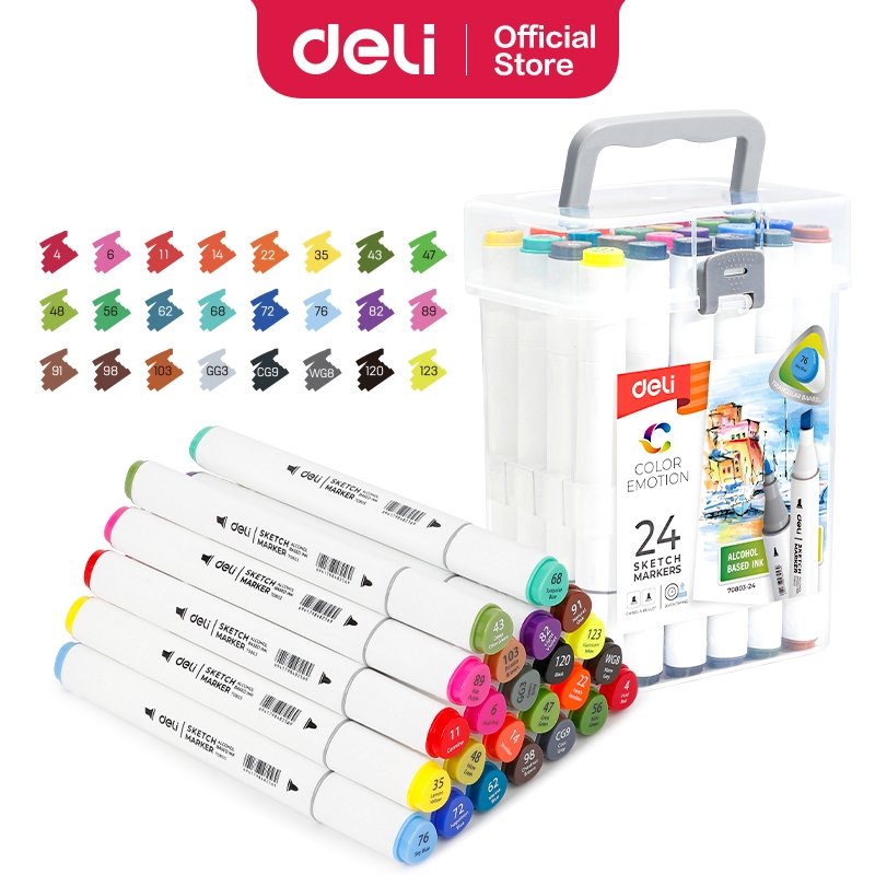 Jual Deli Spidol Sketsa / Sketch Marker 24 Hingga 80 Warna Dual Tip ...