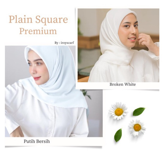 Jual Plain Hijab Premium Quality | Pollycotton Hijab Square (Putih ...
