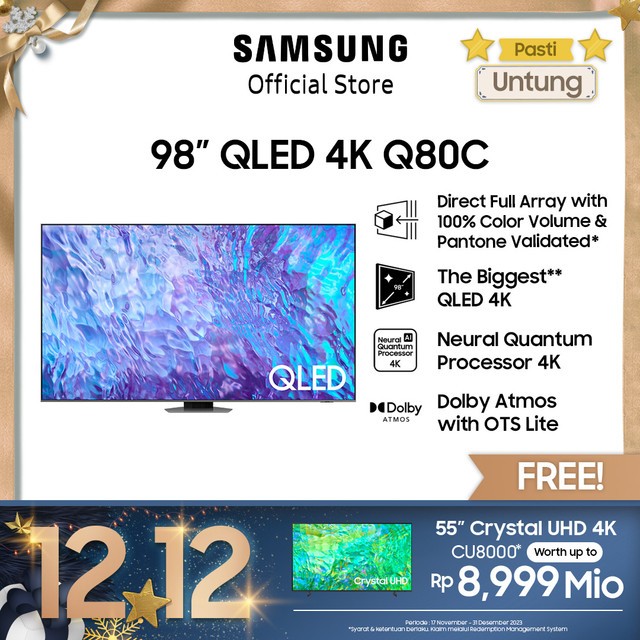 Jual Samsung Smart TV 98 inch QLED 4K Q80C dengan Supersize Picture ...