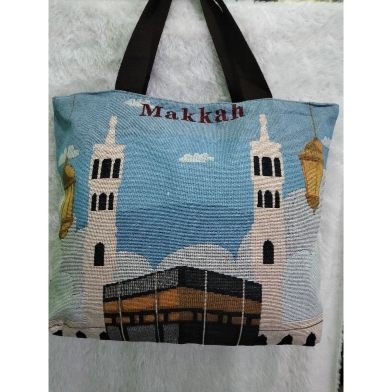 Jual Tas Tenteng Makkah/Medina/Tas Kanvas Besar Motif Makkah Dan ...