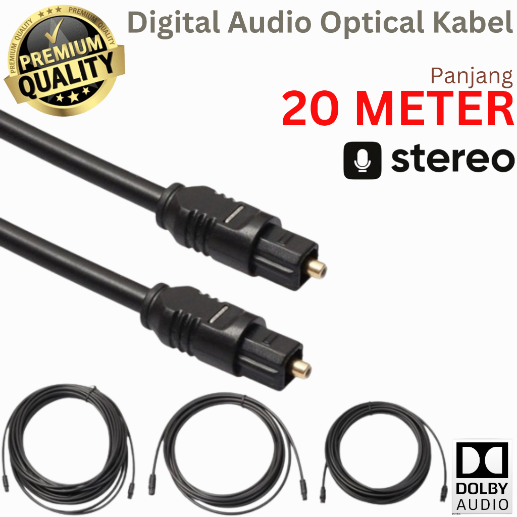Jual kabel toslink digital audio optical / fiber optik 10m 20m | Shopee Indonesia