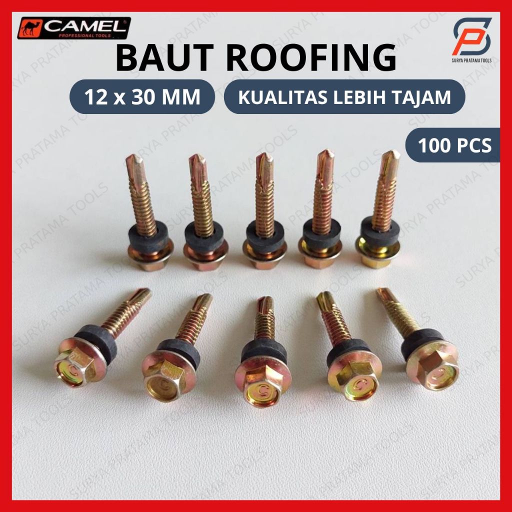 Jual Baut Roofing Camel 12x30 Isi 100 Pcs Baut Rangka Baja Ringan SDS ...